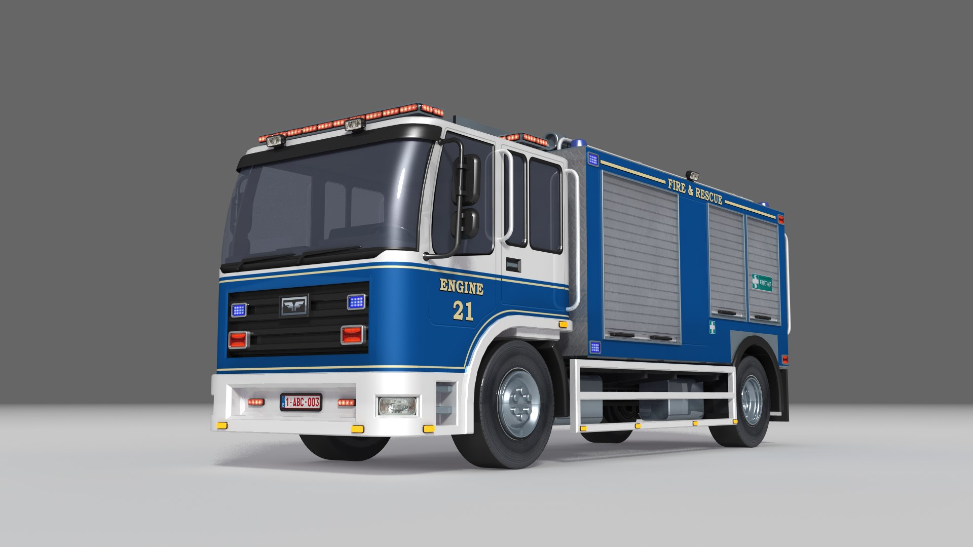 3D Blue Modern Firetruck - TurboSquid 2191068