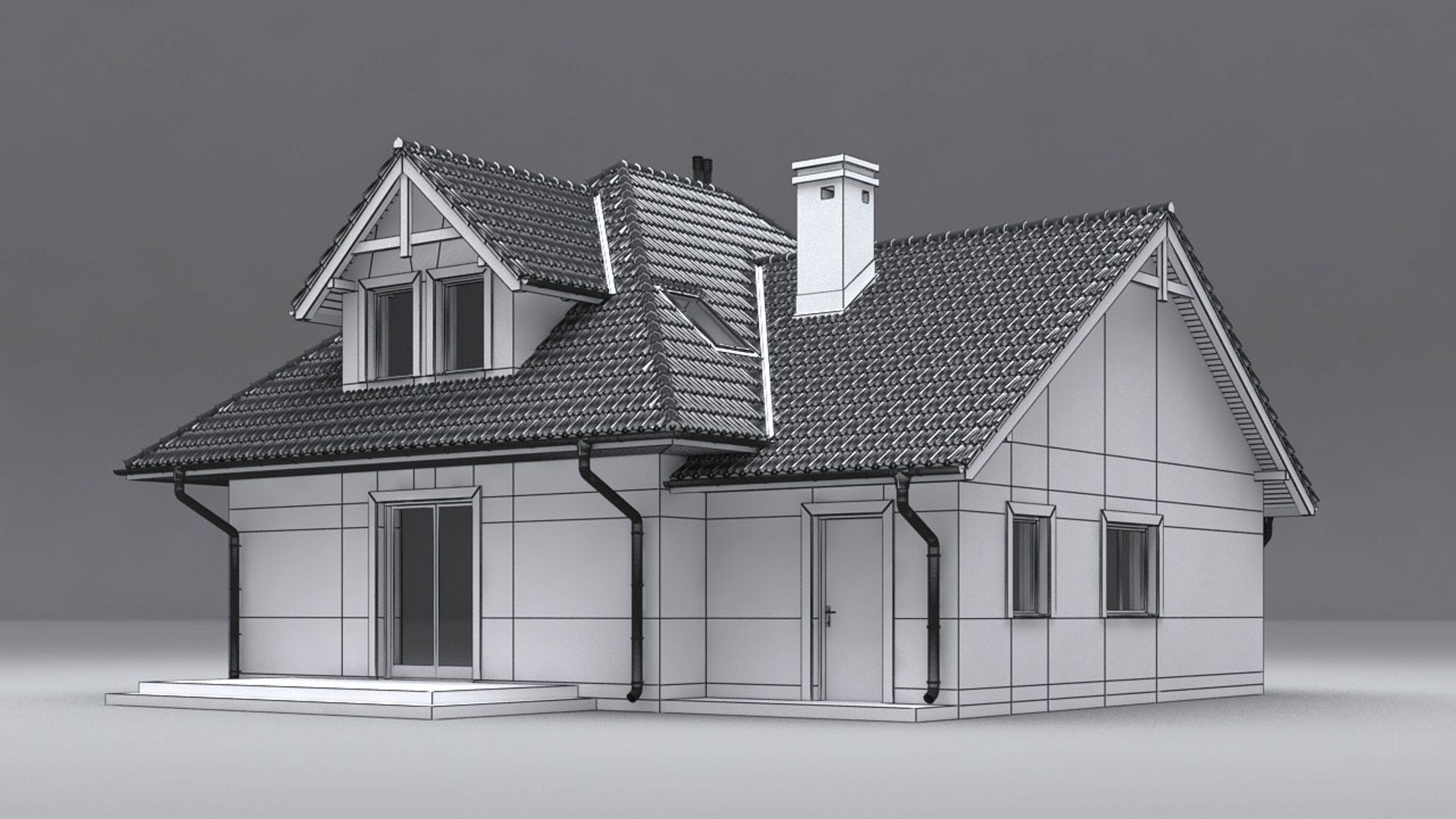 3d Family House Roof Model