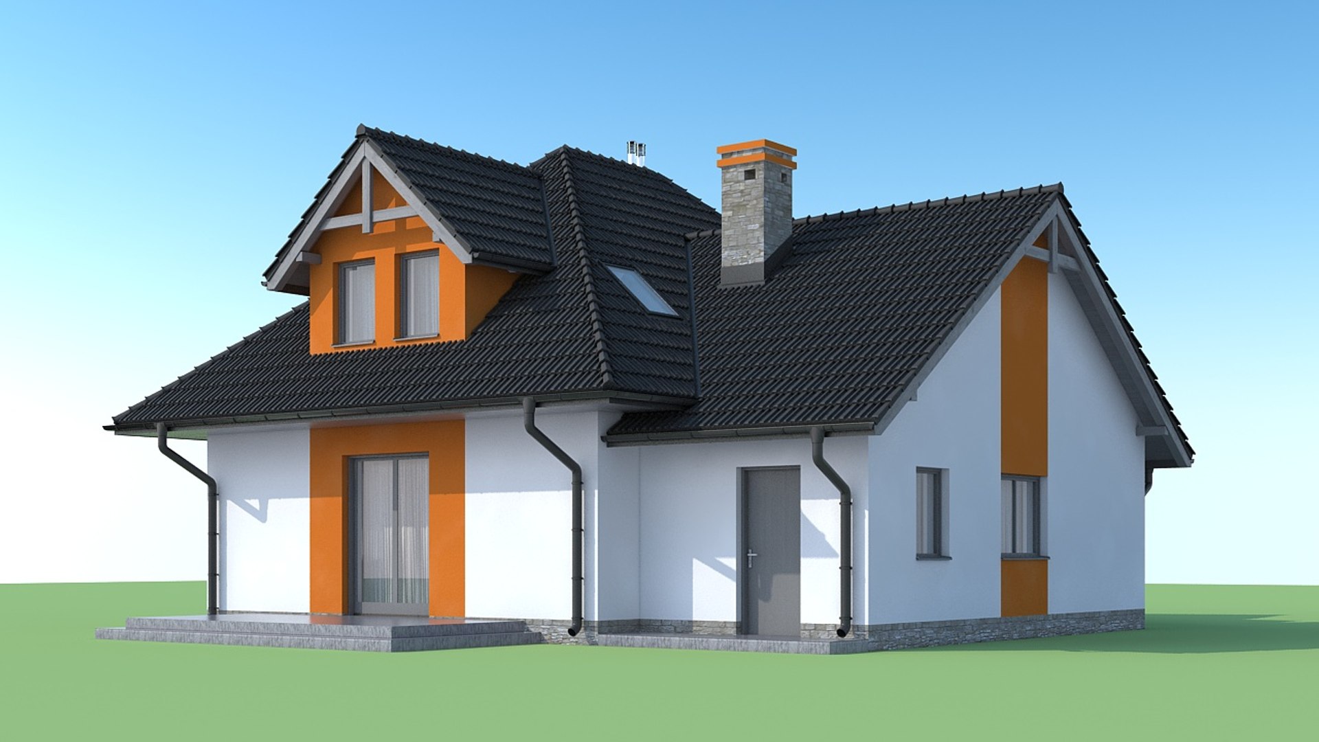 3d Family House Roof Model