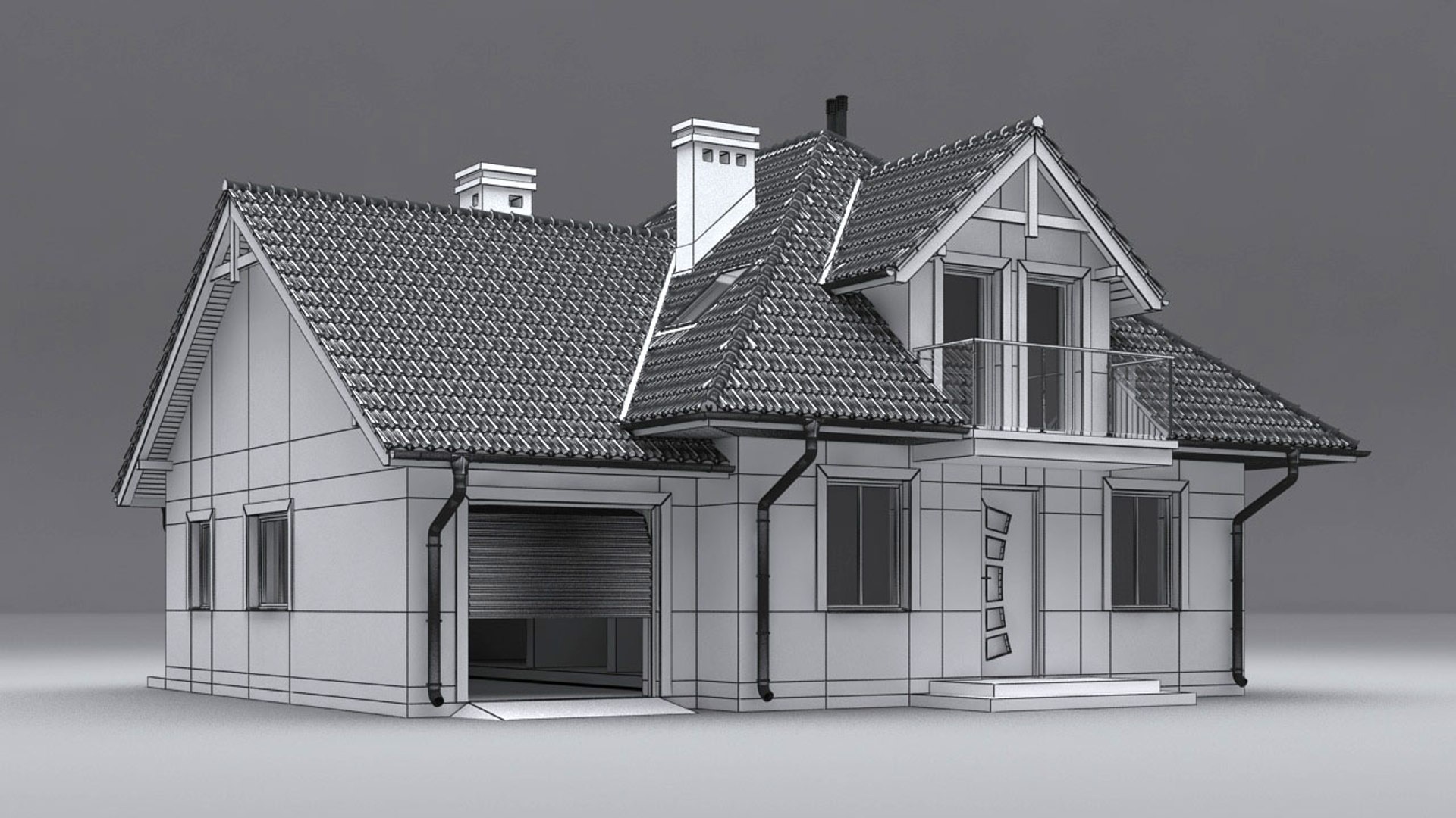 3d Family House Roof Model