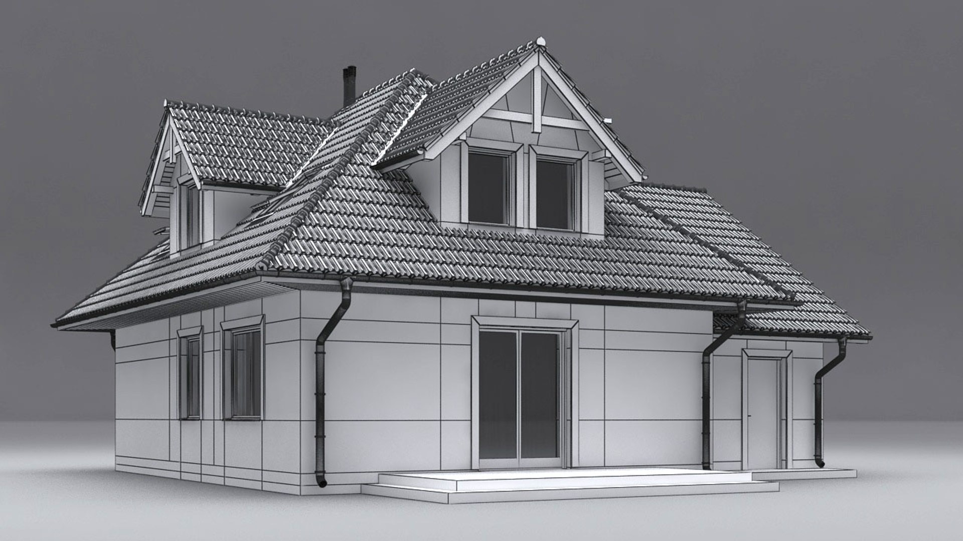 3d Family House Roof Model