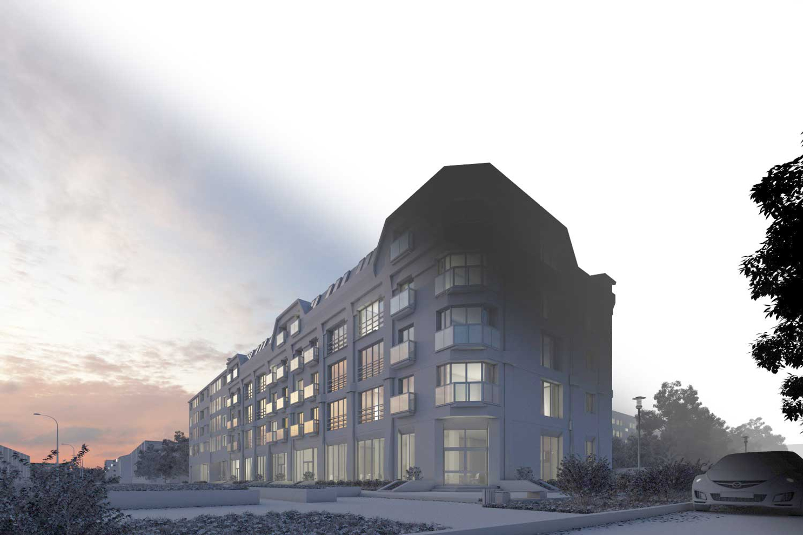 commercial building exterior scene obj