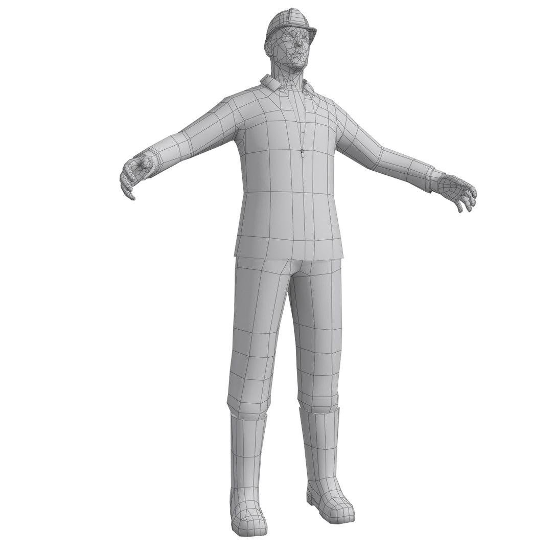 3d max rigged worker man