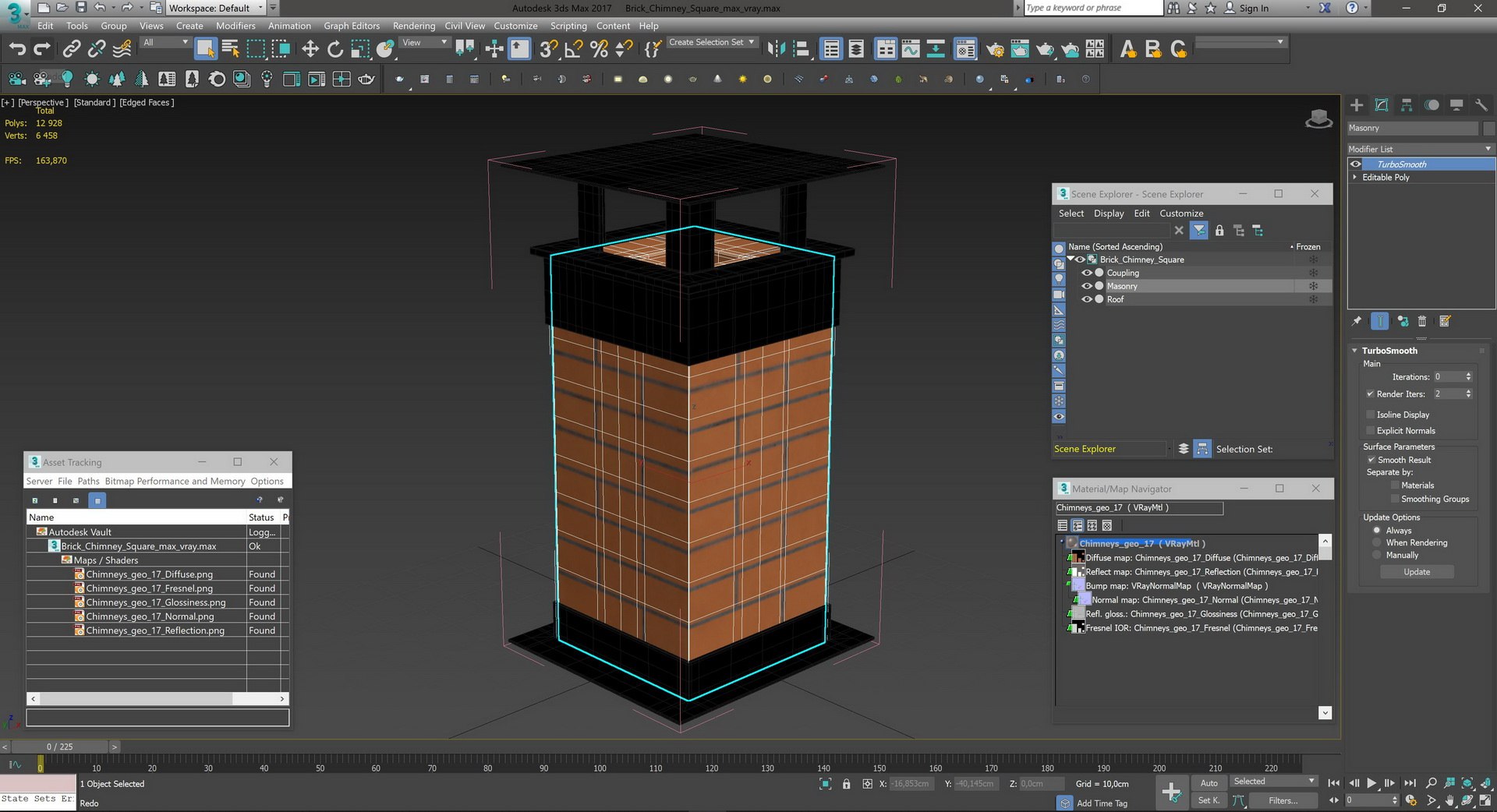 3D Model Brick Chimney Square - TurboSquid 2051139