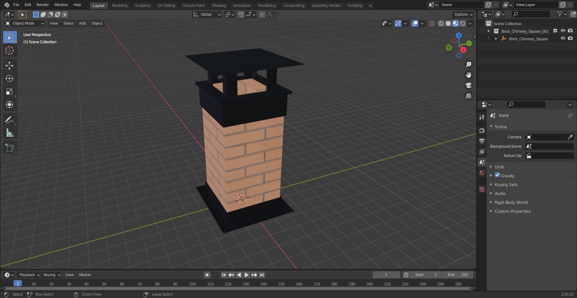 3D Model Brick Chimney Square - TurboSquid 2051139