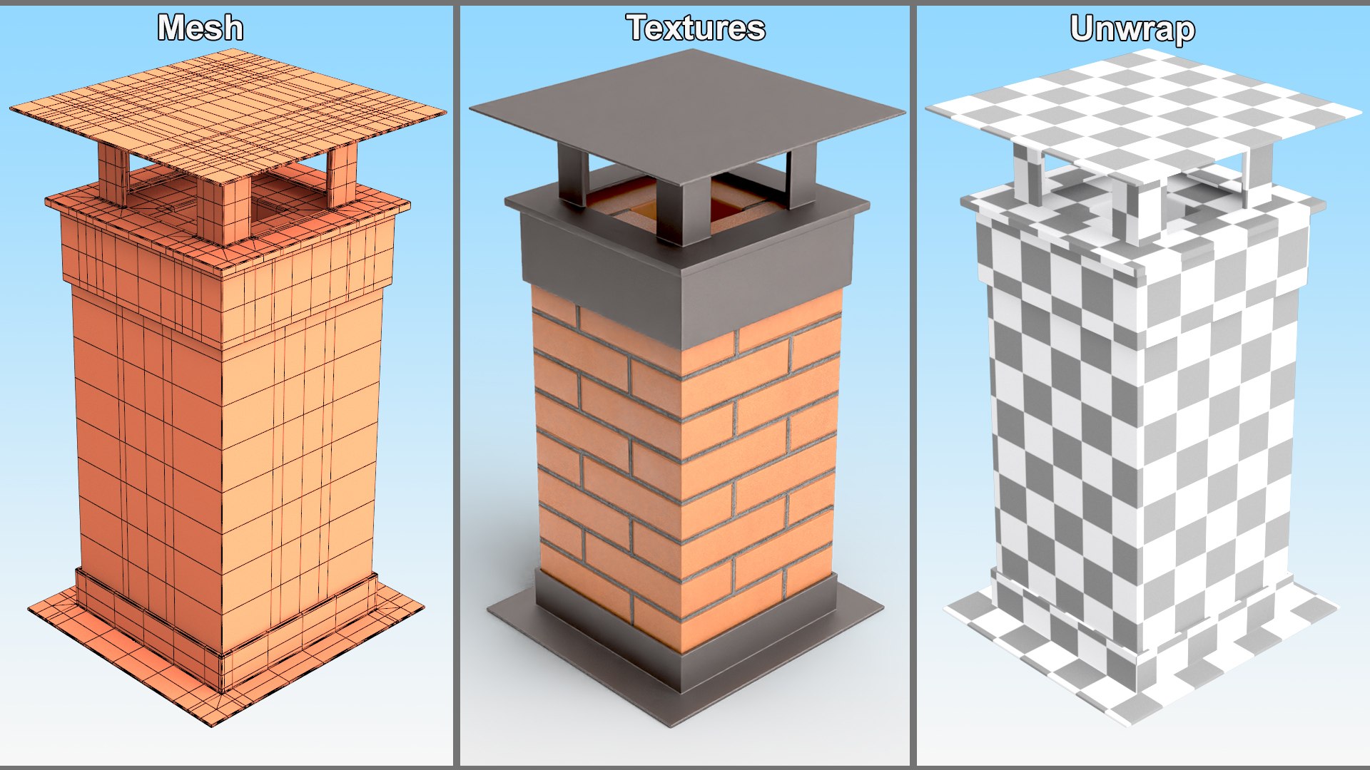 3D Model Brick Chimney Square - TurboSquid 2051139