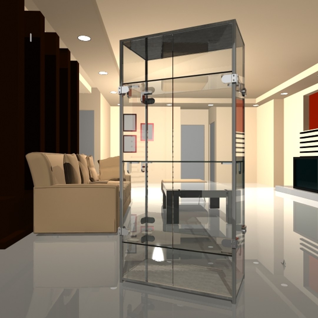 Hq Glass Showcase Display 3d Model