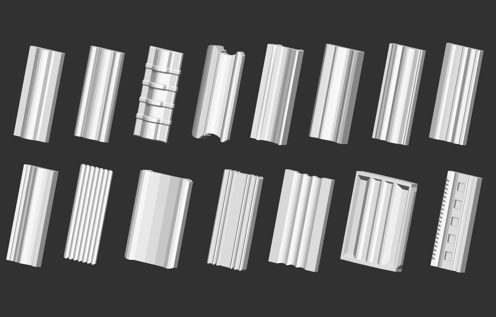 80 Low Poly Carved Mouldings Shapes Curve IMM Brush Set 3D Model 3D ...