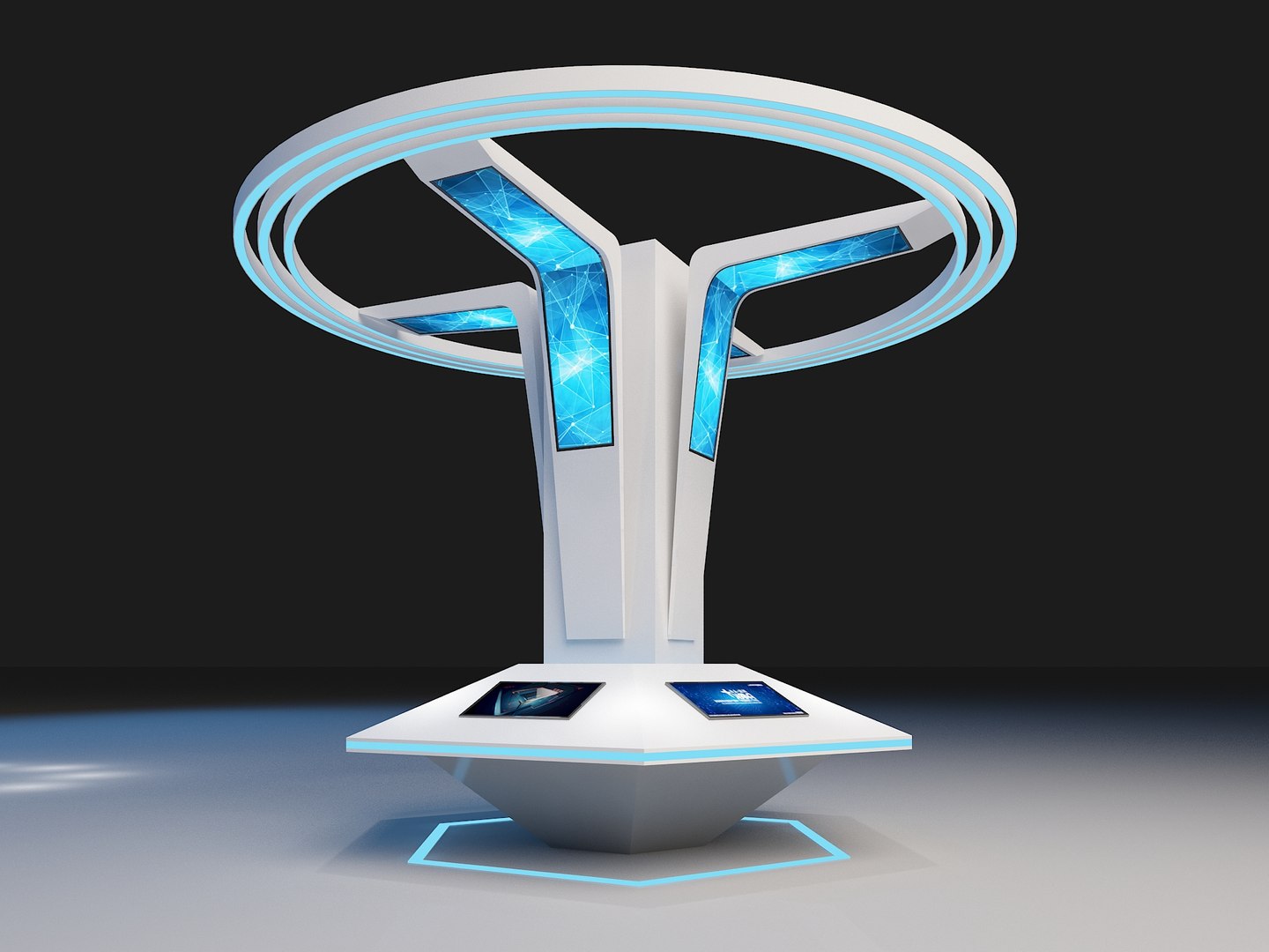 High-Tech Future Exhibition Hall Exhibition Booth Island 3D Model ...