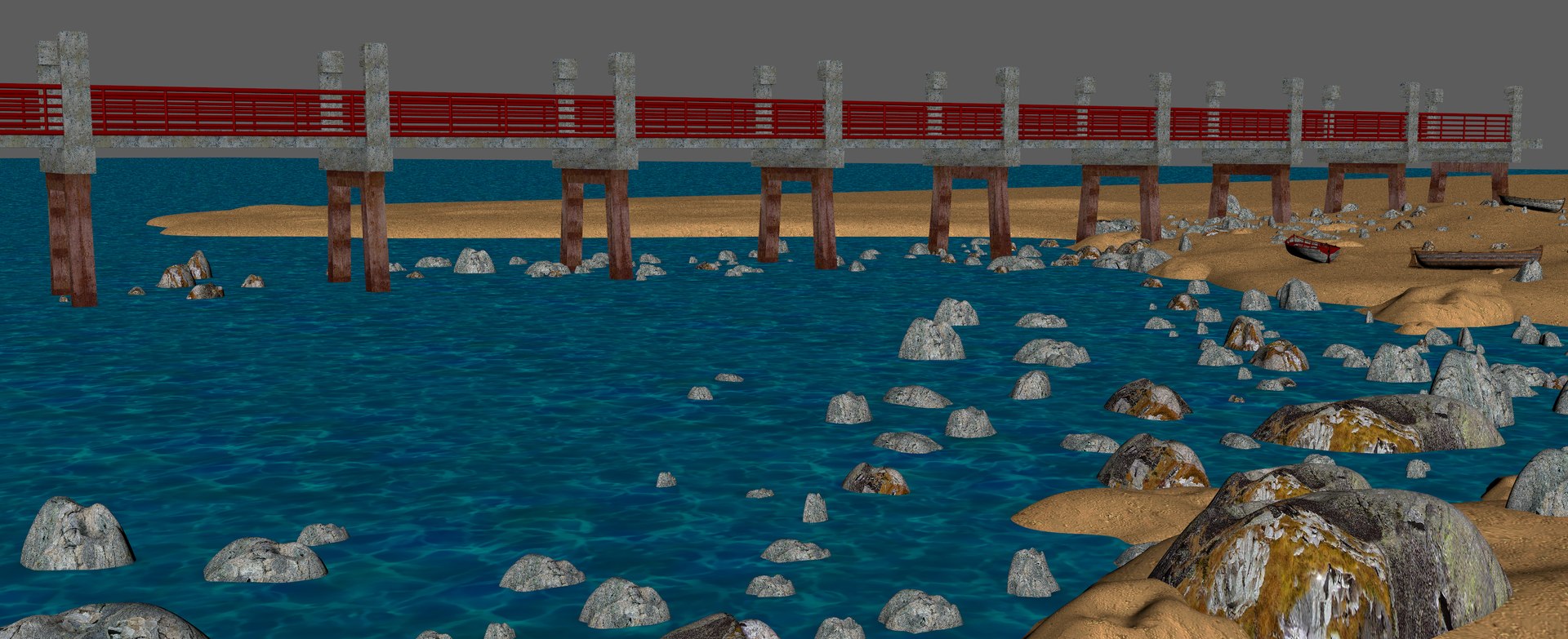 Beach Landscape Dock Model - TurboSquid 1350265