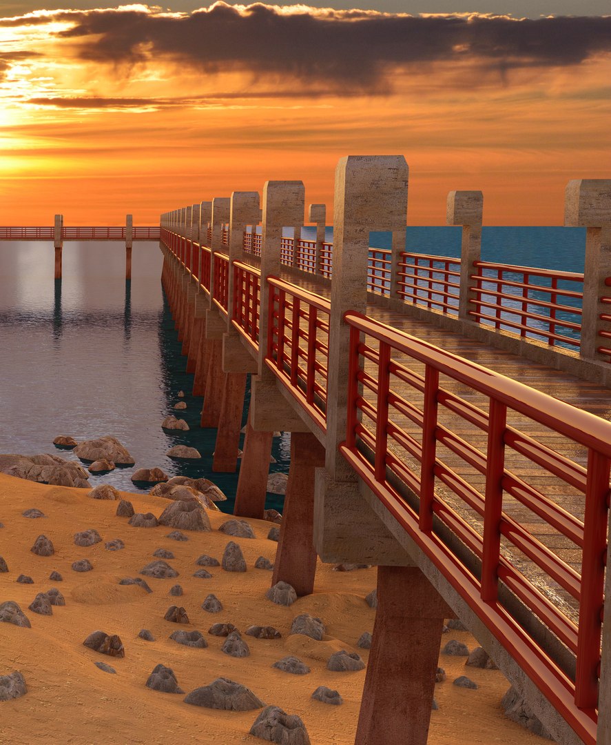 Beach Landscape Dock Model - TurboSquid 1350265