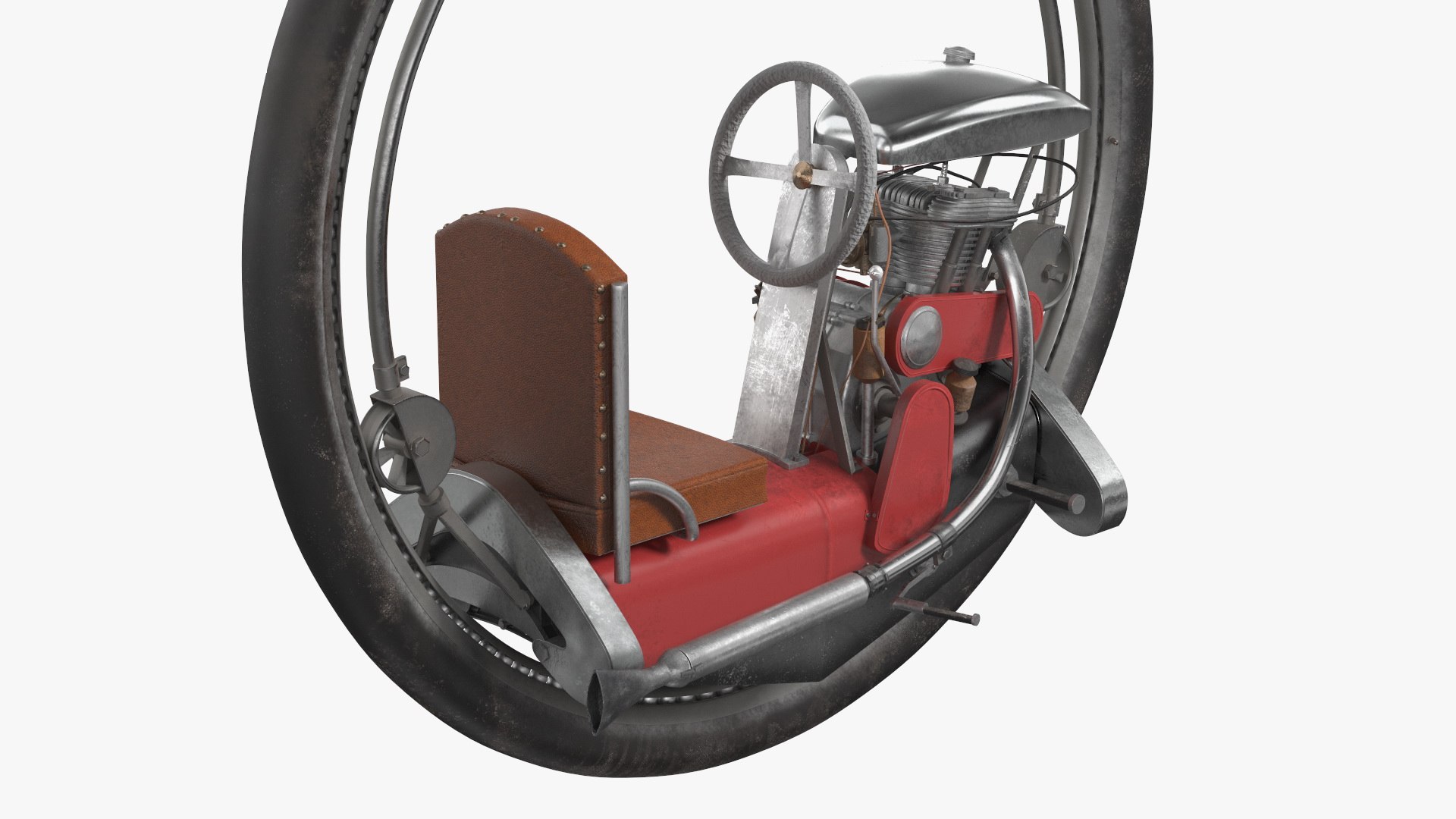 Vintage Single Wheel Vehicle Red Used Rigged 3D Model - TurboSquid 2319356