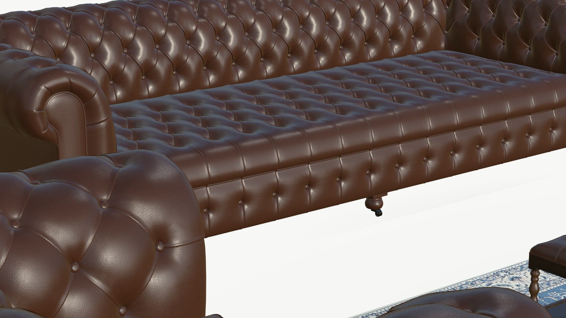 3D Chesterfield Leather Sofa Model - TurboSquid 2016136