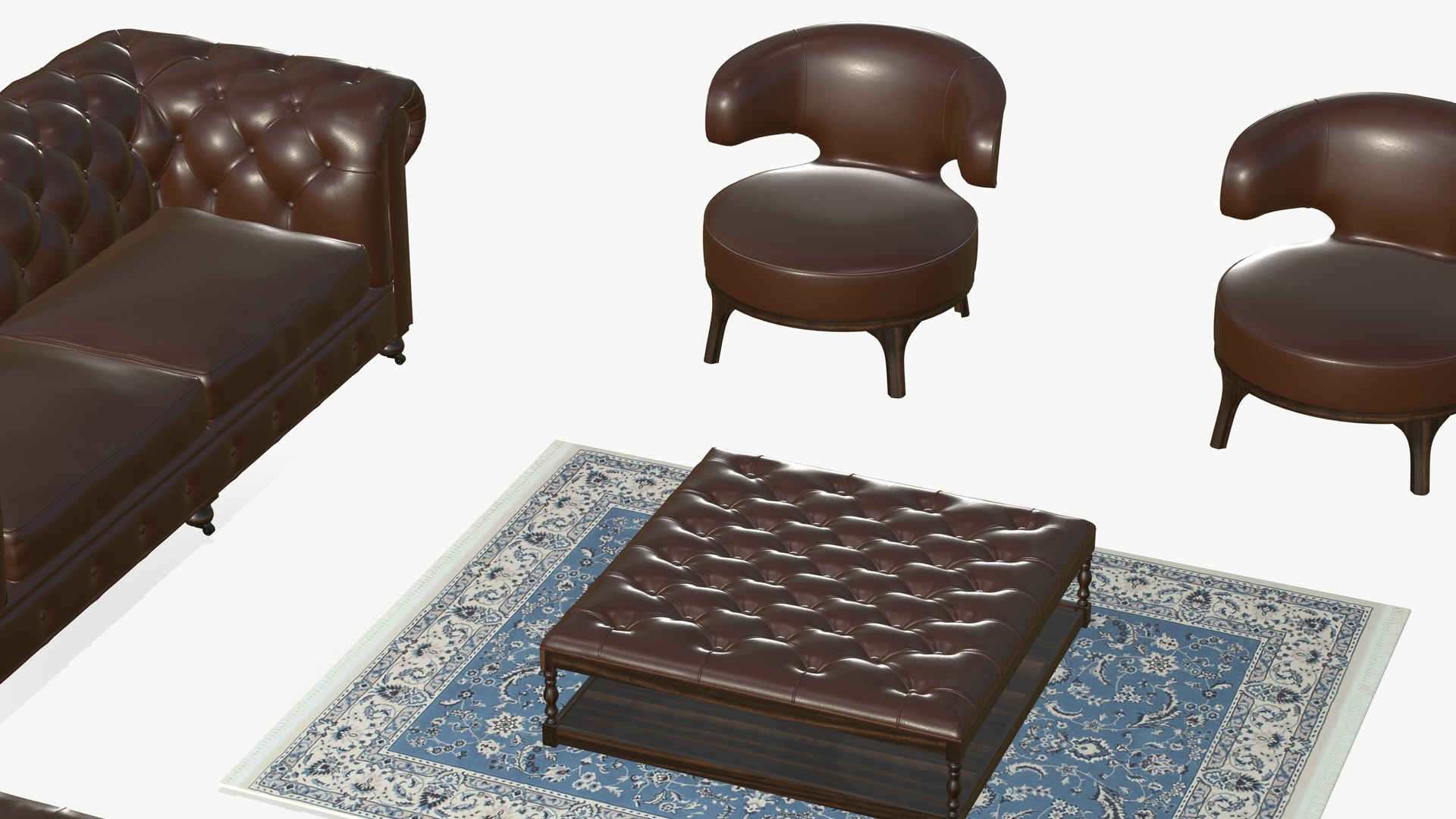 3D Chesterfield Leather Sofa Model - TurboSquid 2016136