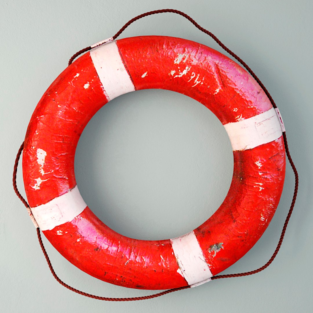 3D 1950s red white life preserver - TurboSquid 1200961