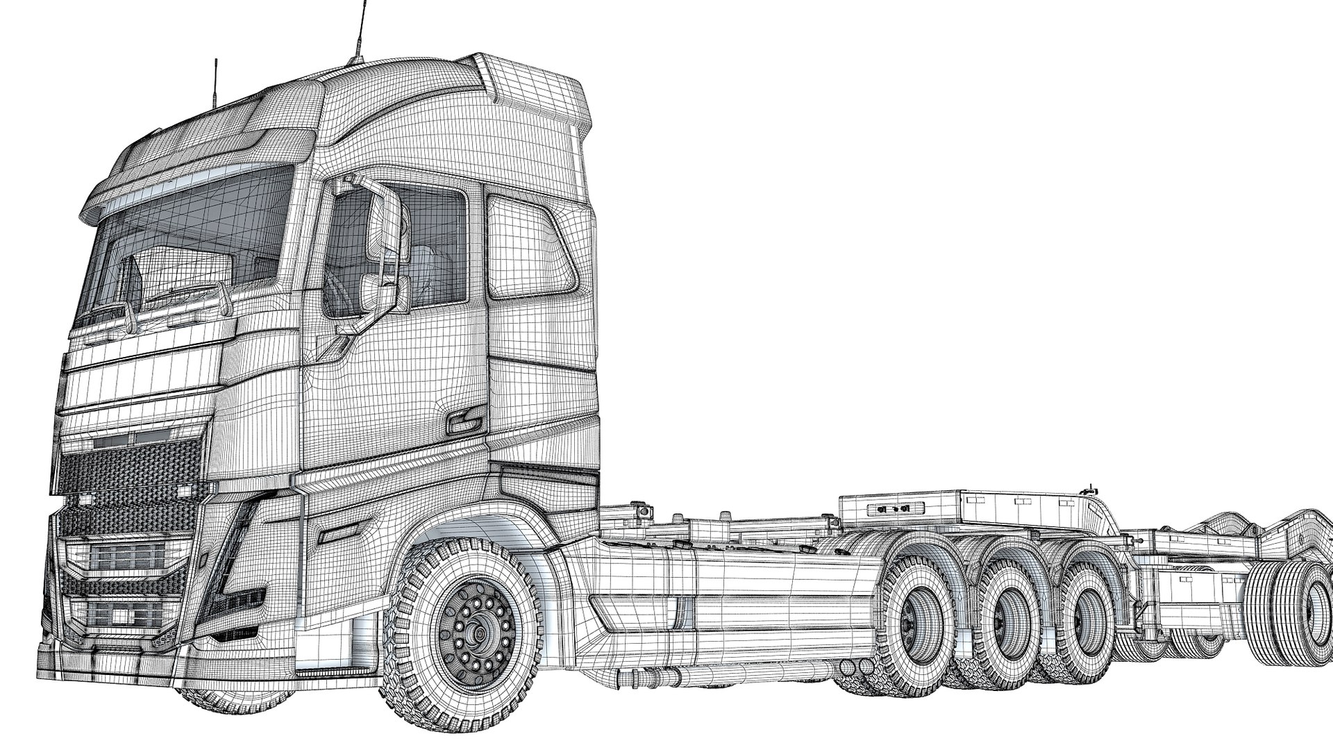 3D Semi Truck With Lowboy Trailer Model - TurboSquid 2042979