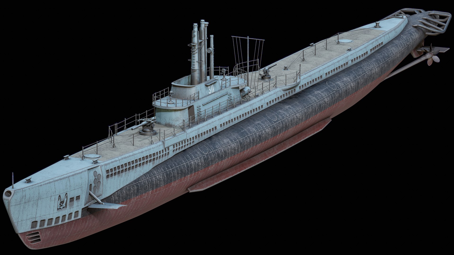 3D USS Archerfish Submarine PBR Model - TurboSquid 2419708