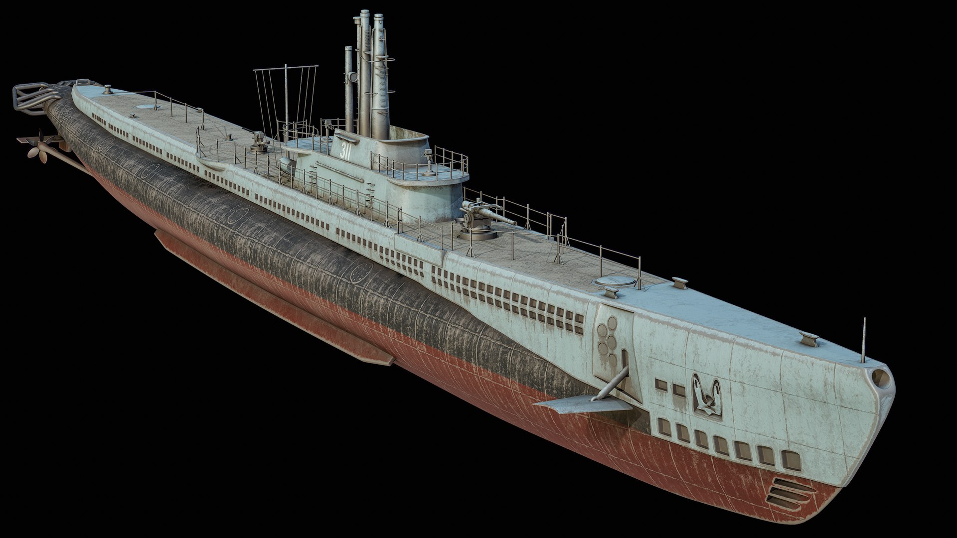3D USS Archerfish Submarine PBR Model - TurboSquid 2419708