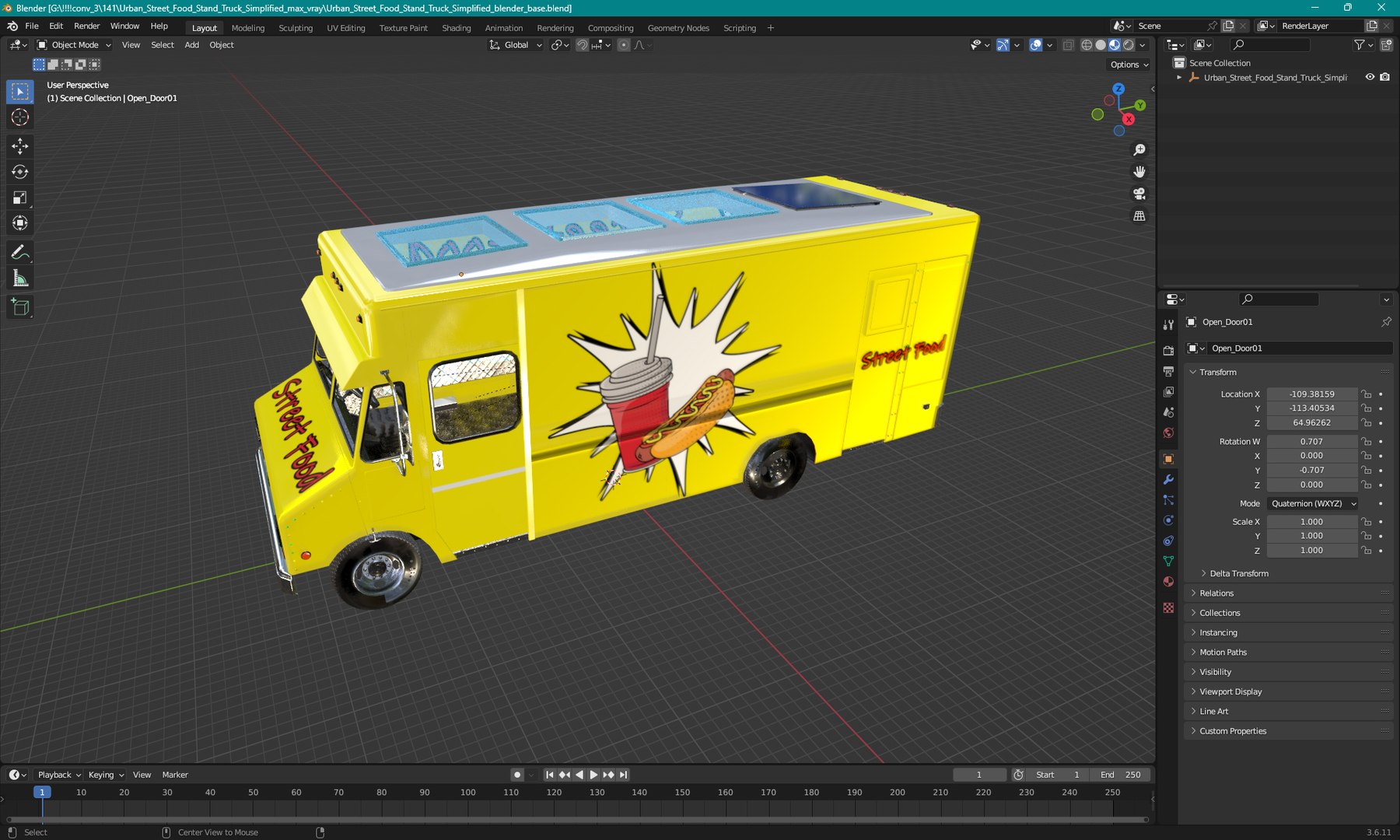 3D Urban Street Food Stand Truck Simplified - TurboSquid 2414275
