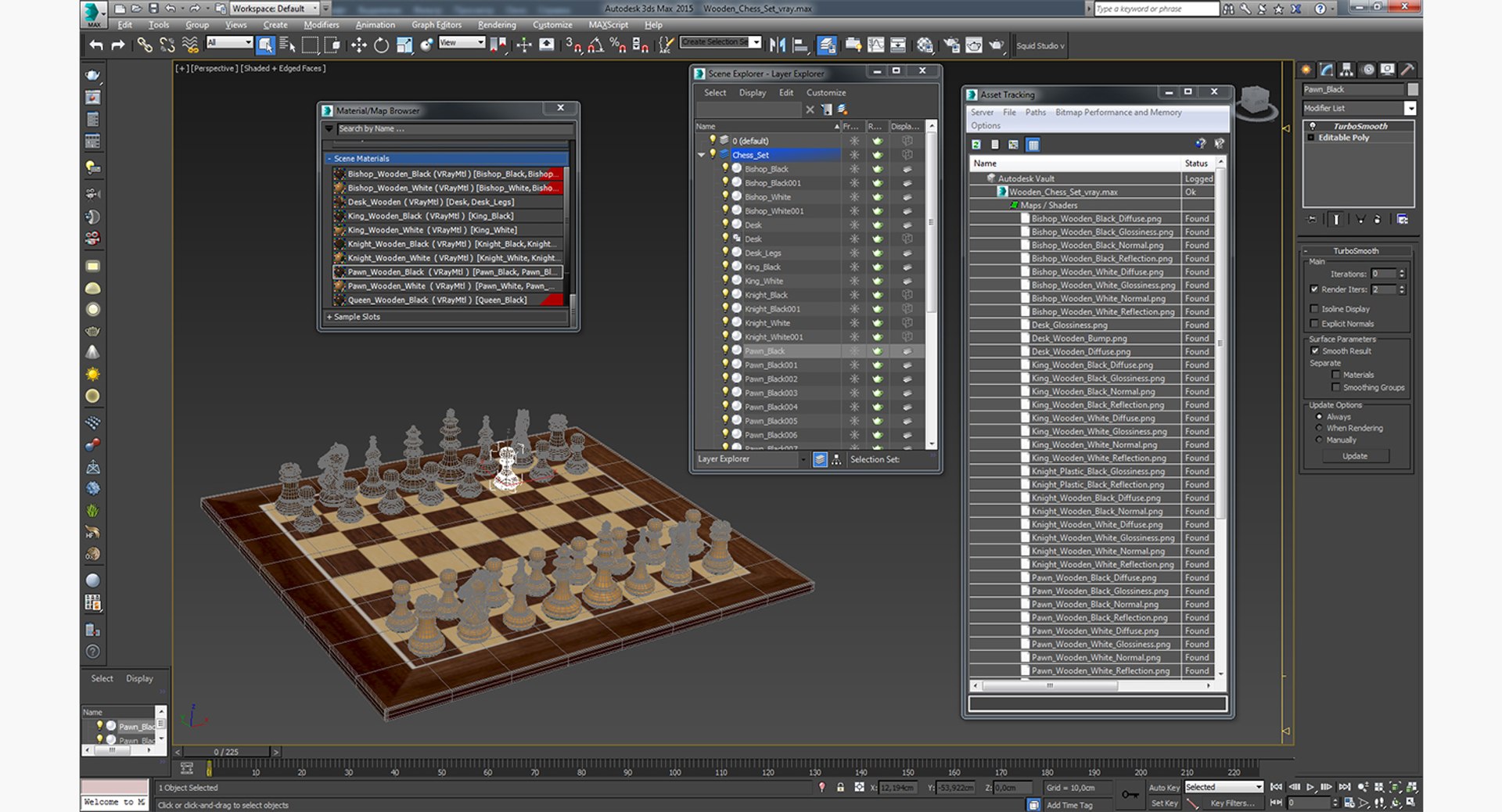 3D wooden chess set - TurboSquid 1344672