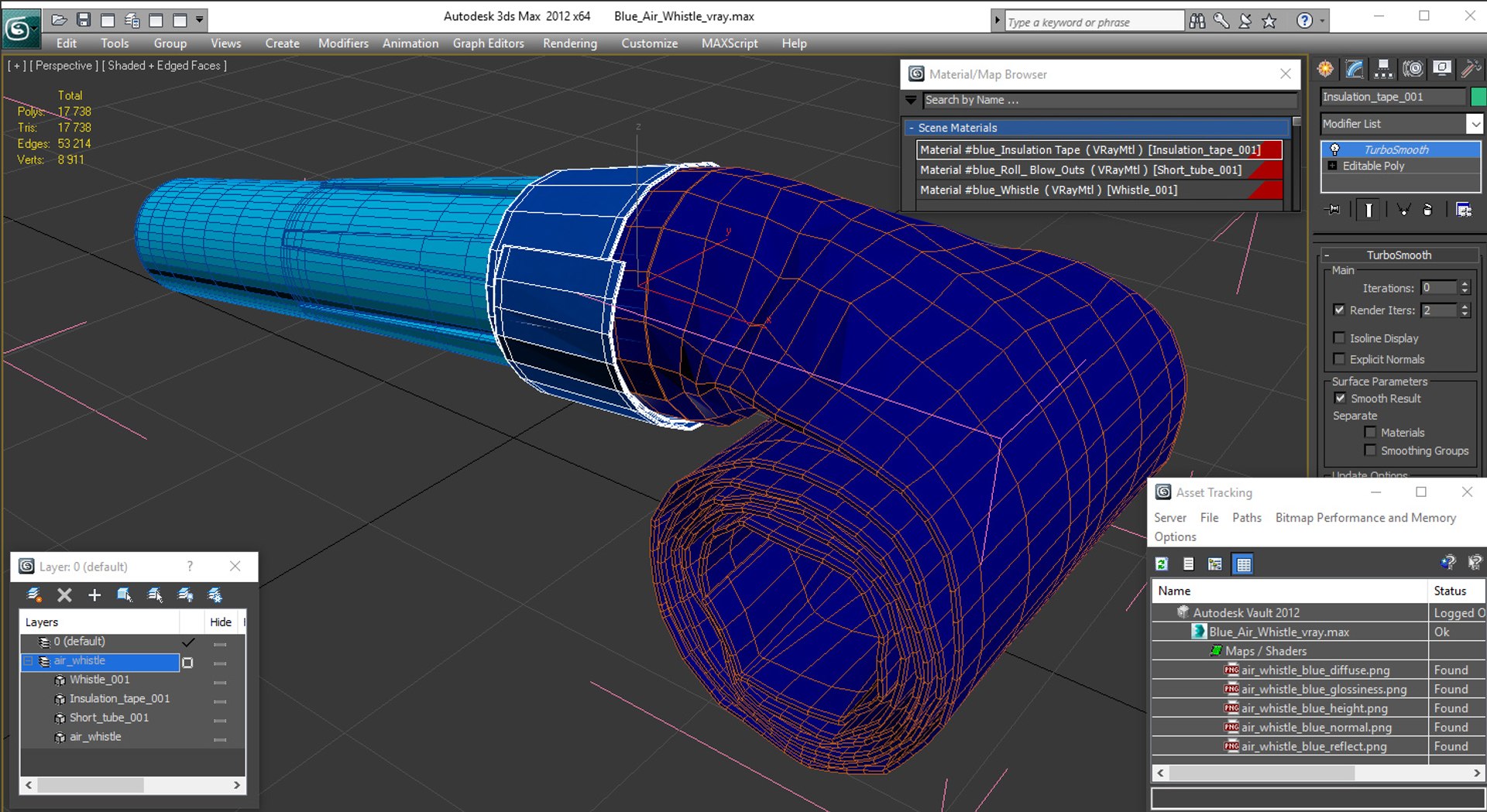 3D blue air whistle - TurboSquid 1388225