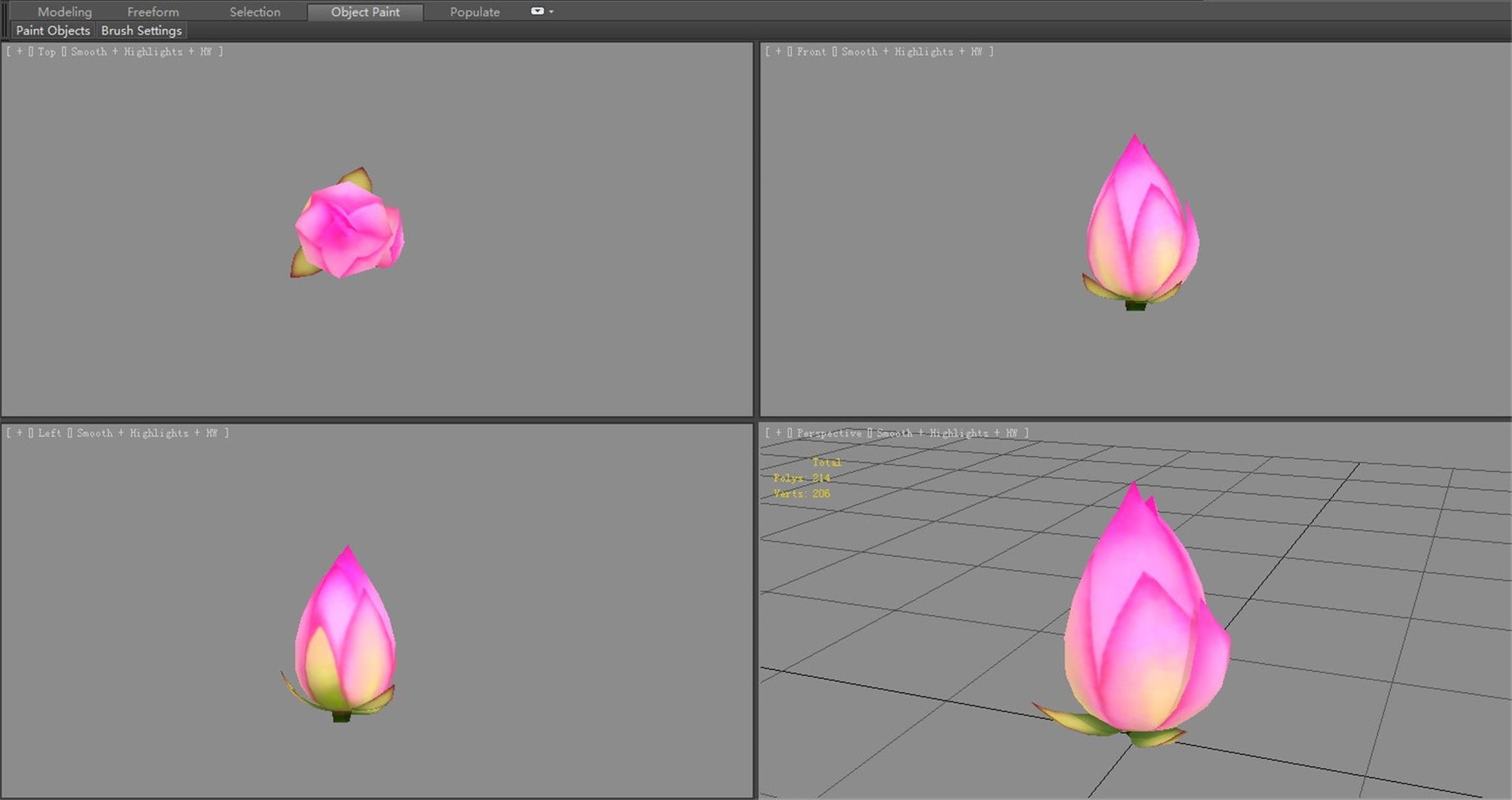 A Purple Lotus Bud - Cartoon Lotus Model - TurboSquid 2255199