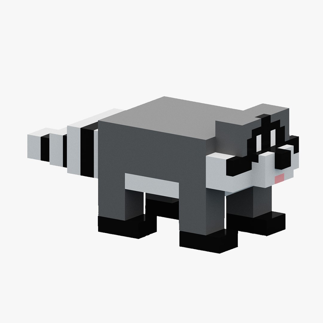 3D Voxel Raccoon model - TurboSquid 1955609