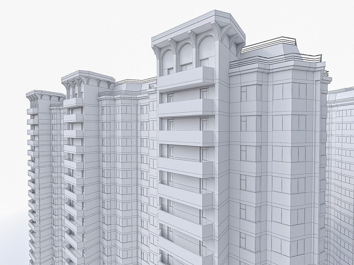 3D model High-rise Residential Apartment Buildings - TurboSquid 1751201