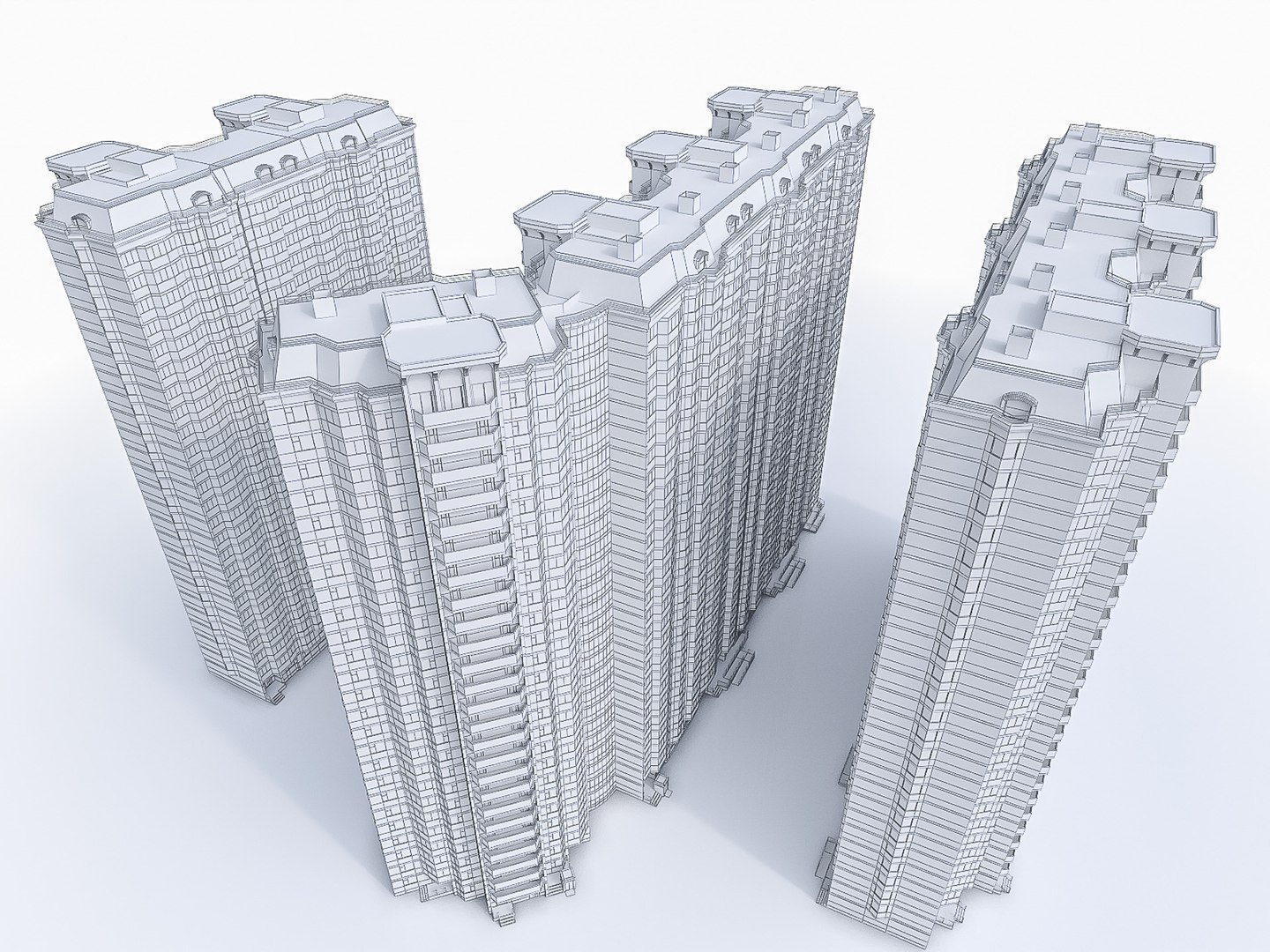 3D model High-rise Residential Apartment Buildings - TurboSquid 1751201