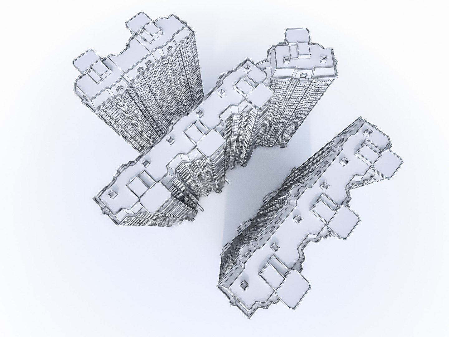 3D model High-rise Residential Apartment Buildings - TurboSquid 1751201