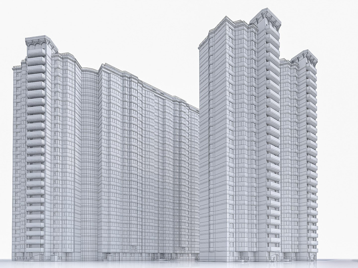 3D model High-rise Residential Apartment Buildings - TurboSquid 1751201