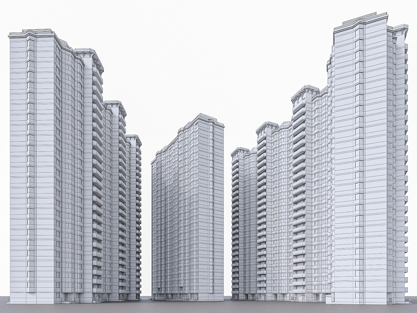 3D model High-rise Residential Apartment Buildings - TurboSquid 1751201