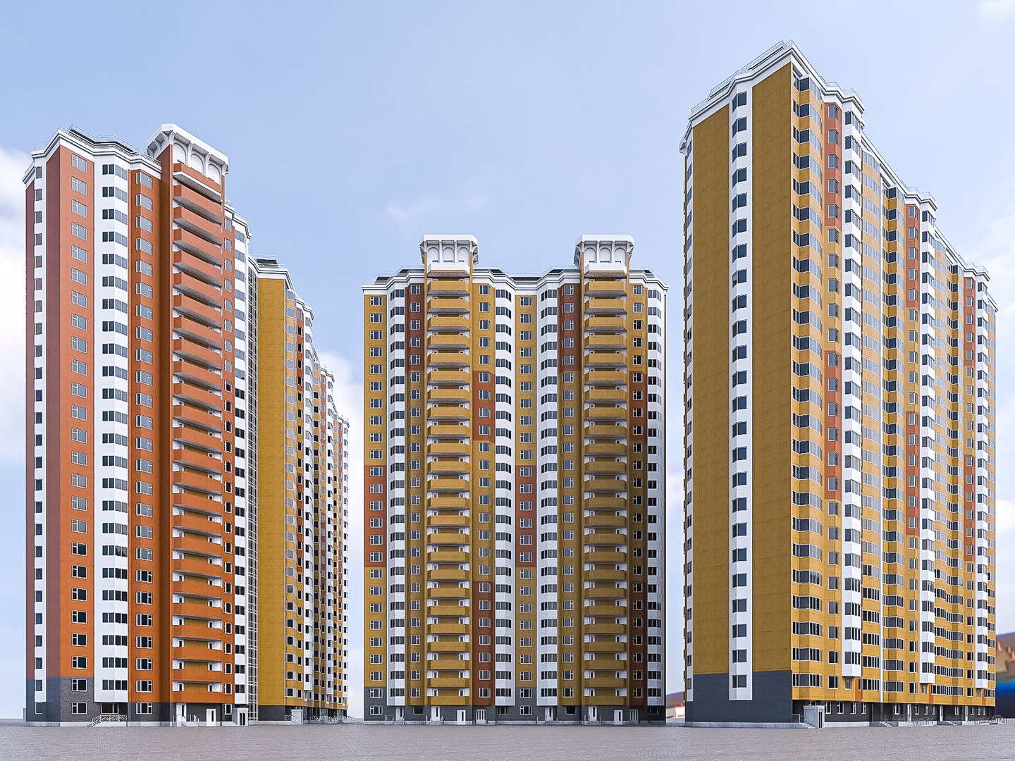 3D model High-rise Residential Apartment Buildings - TurboSquid 1751201