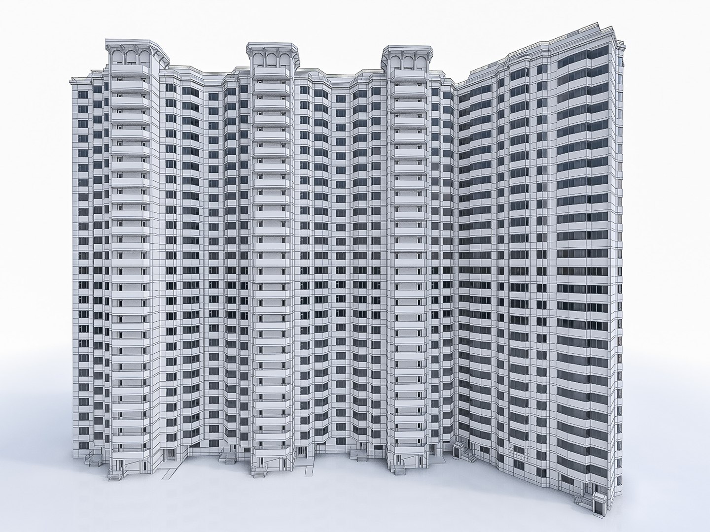 3D model High-rise Residential Apartment Buildings - TurboSquid 1751201