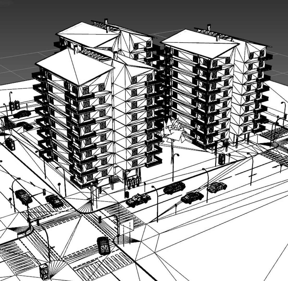 Urban Block Buildings 3d Obj