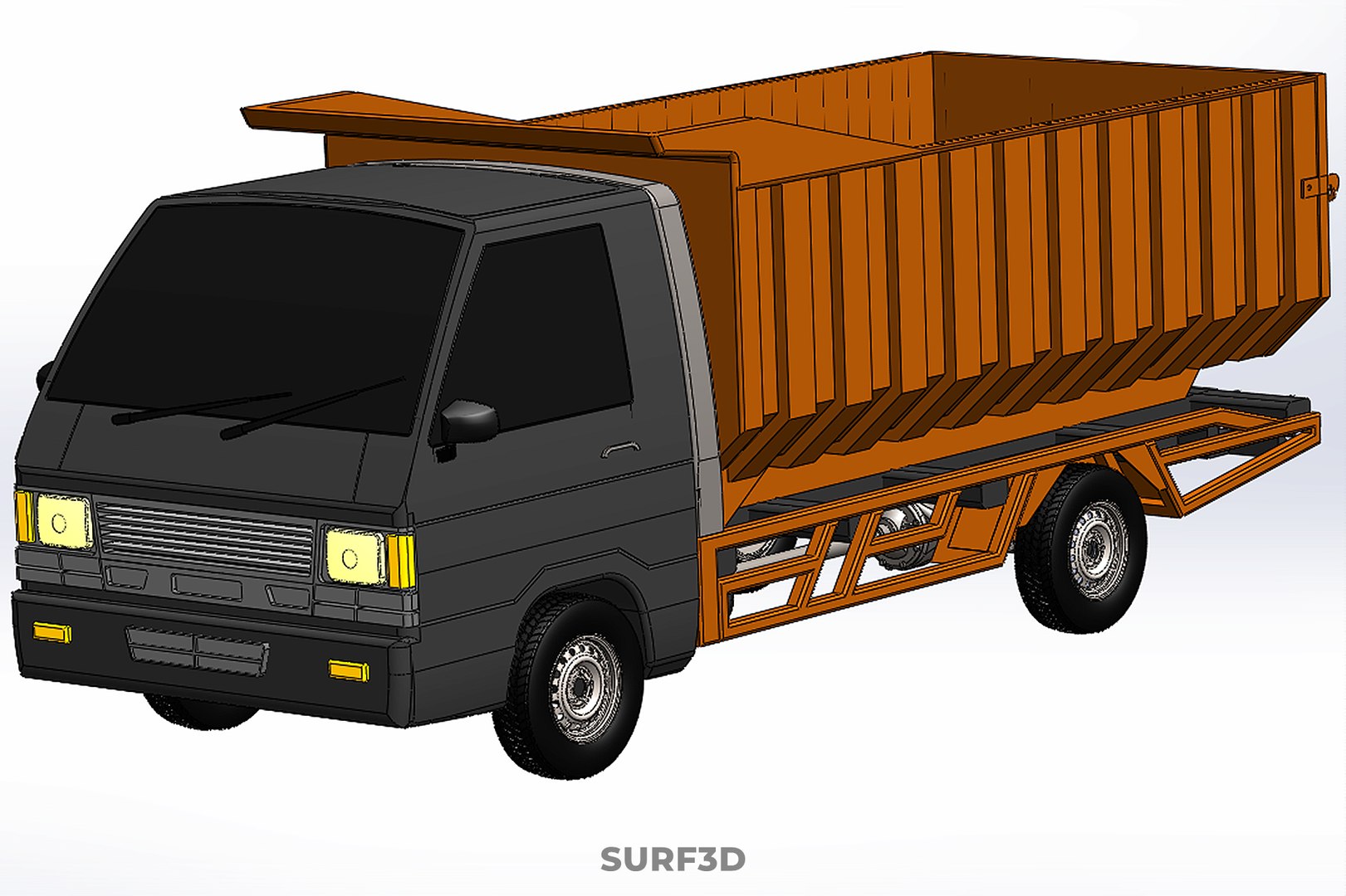 3D SMALL TIPPER DUMP TRUCK PICK UP HYDRAULIC CONTAINER CAR VEHICLE ...