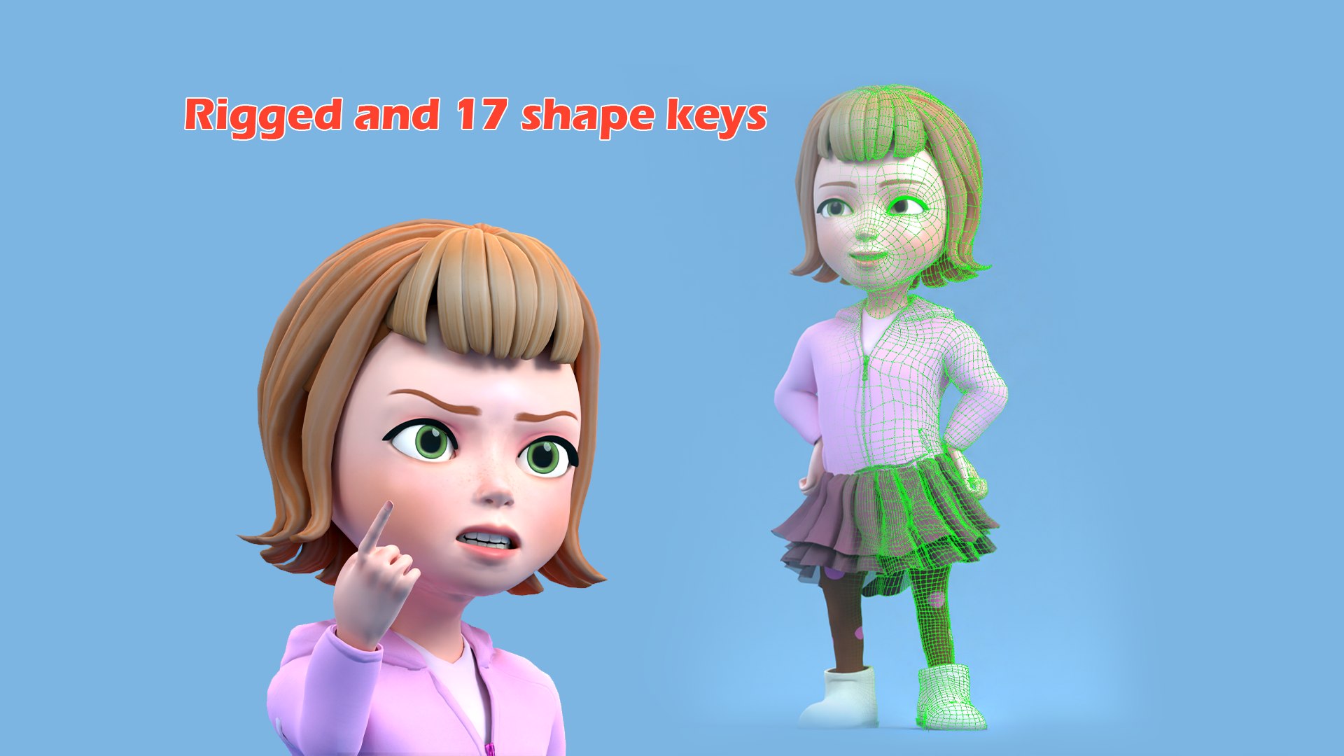 Cartoon Little Girl Rigged Model - TurboSquid 2041326