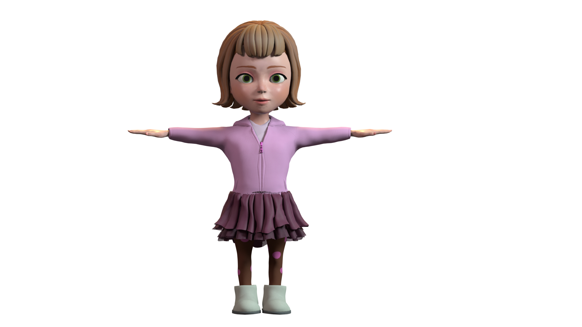 Cartoon Little Girl Rigged Model - TurboSquid 2041326