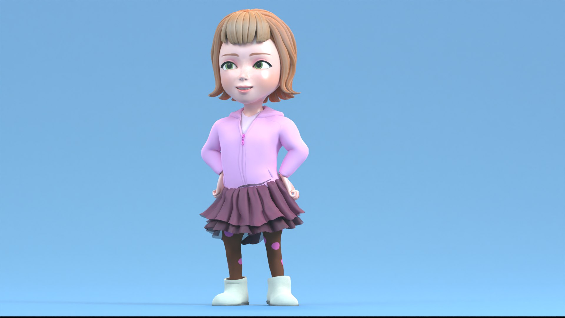 Cartoon Little Girl Rigged Model - TurboSquid 2041326