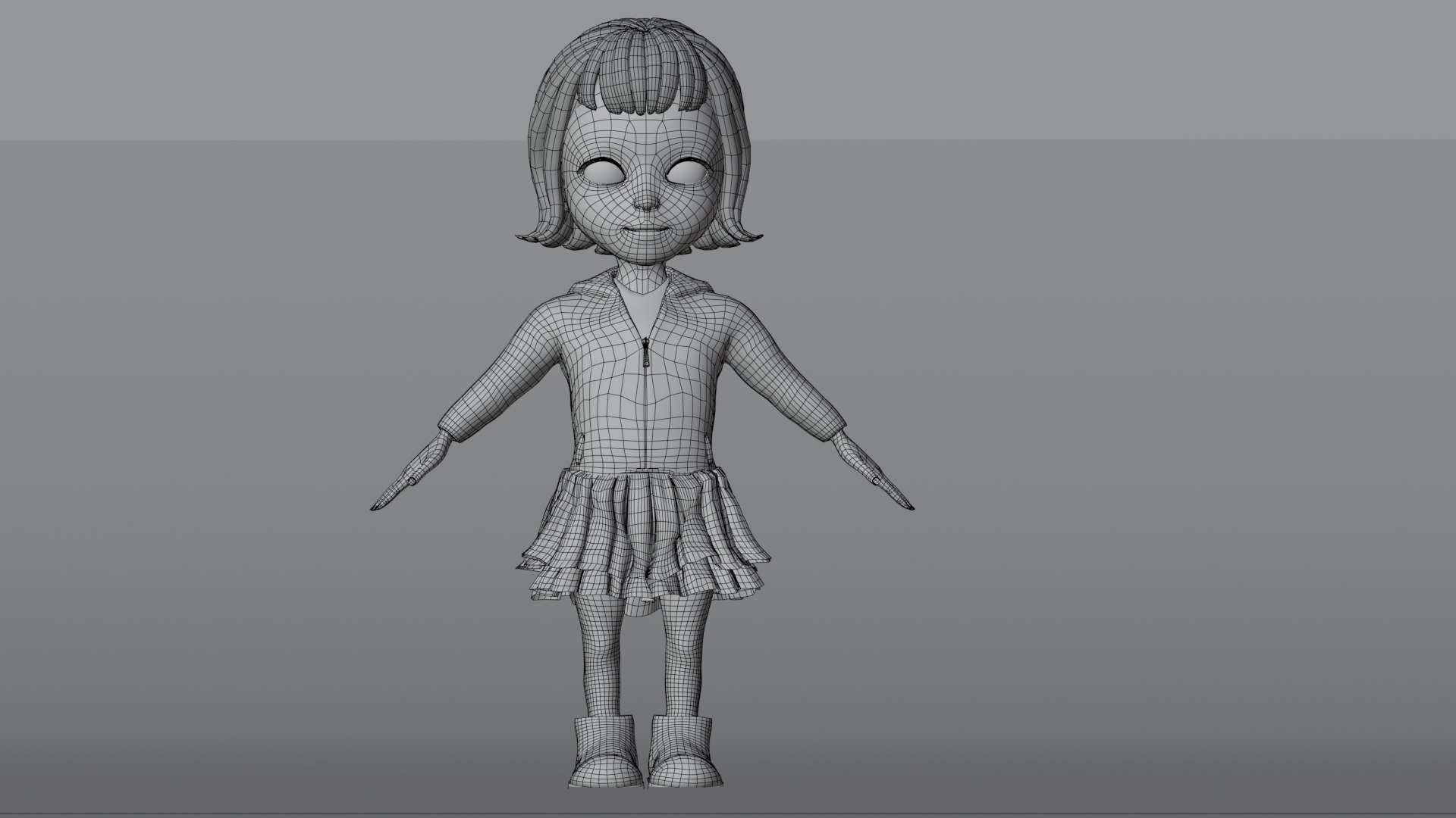 Cartoon Little Girl Rigged Model - TurboSquid 2041326
