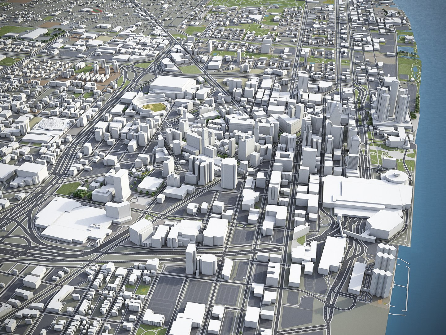 Detroit City Area Model - TurboSquid 1334287