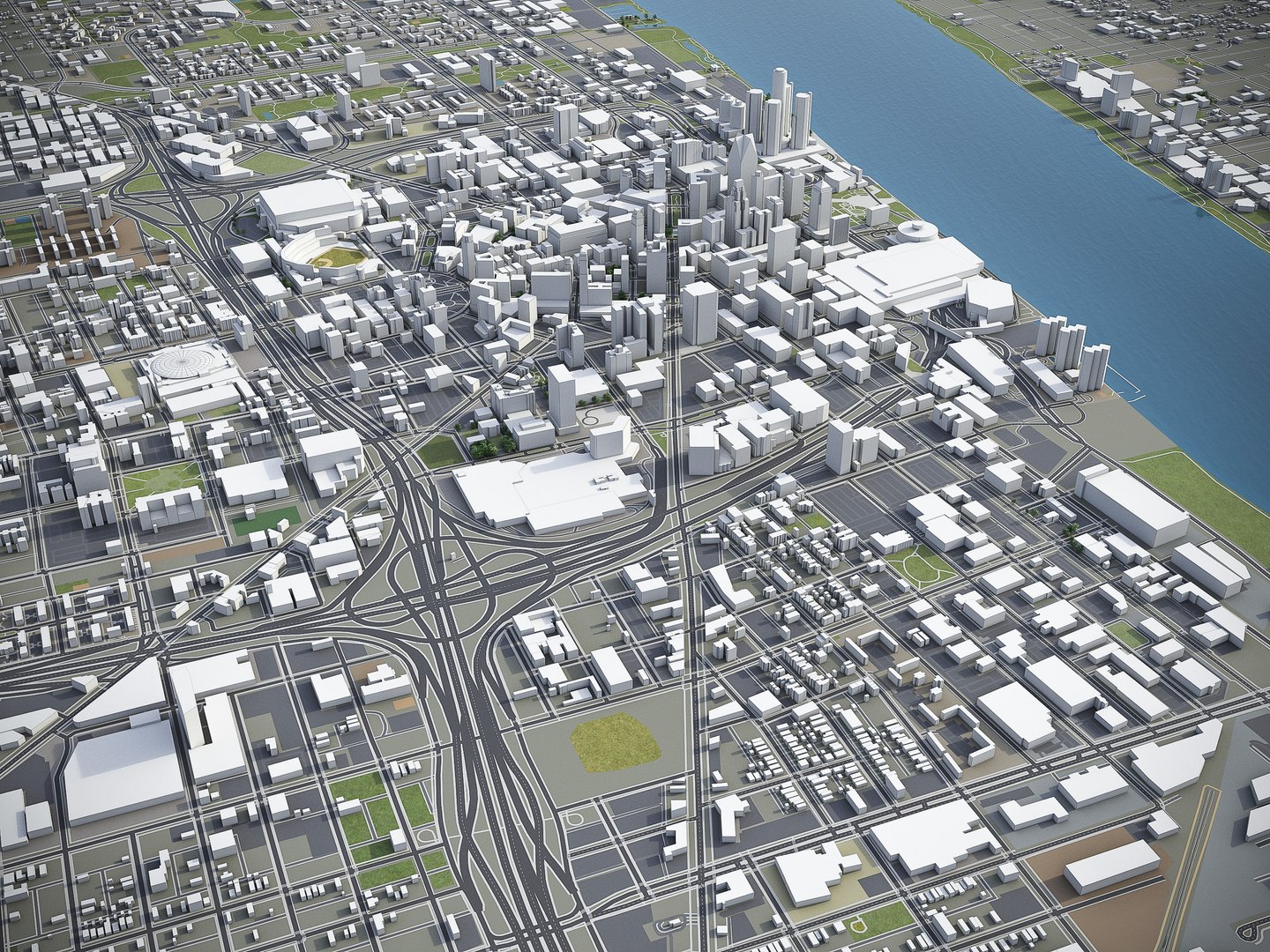Detroit City Area Model - TurboSquid 1334287