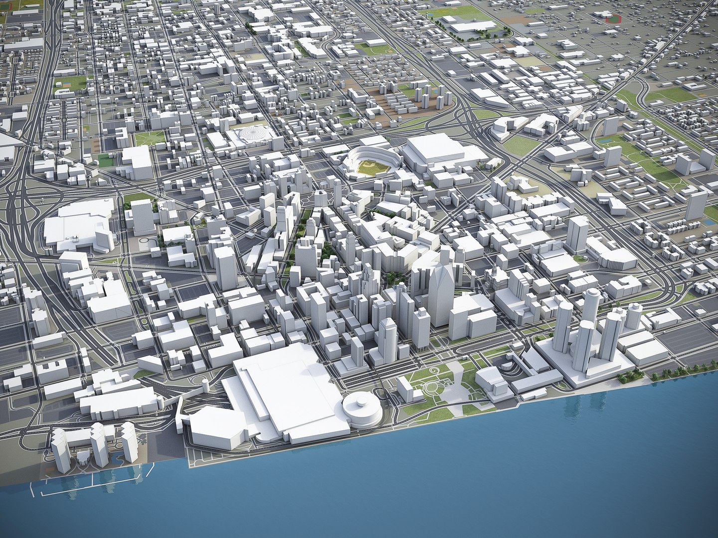 Detroit City Area Model - TurboSquid 1334287