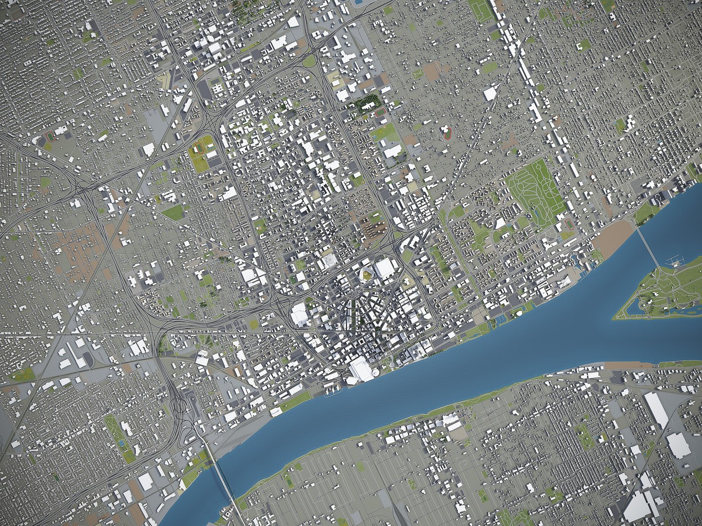 Detroit City Area Model - TurboSquid 1334287