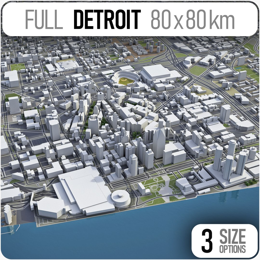 Detroit City Area Model - TurboSquid 1334287