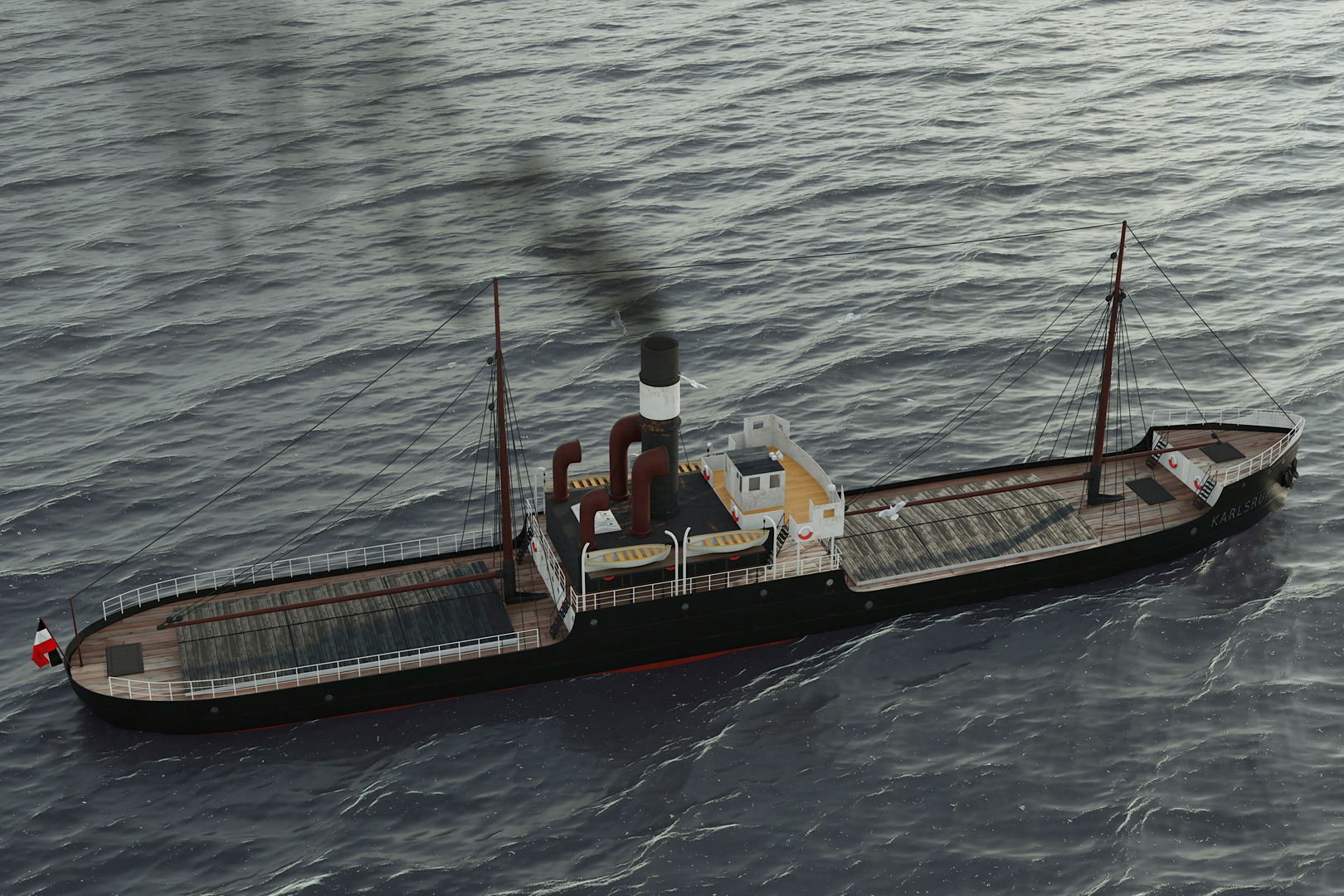 3D 1905 german cargo steamer - TurboSquid 1665602