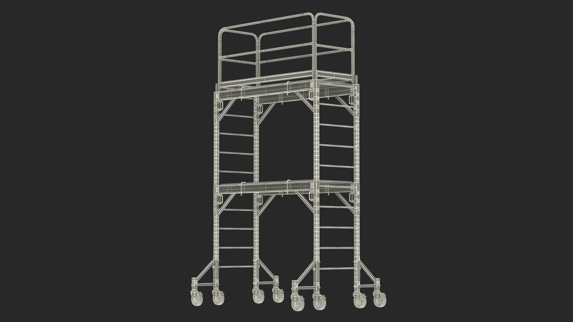 3D Blue 2 Story Rolling Scaffold Tower - TurboSquid 2130646