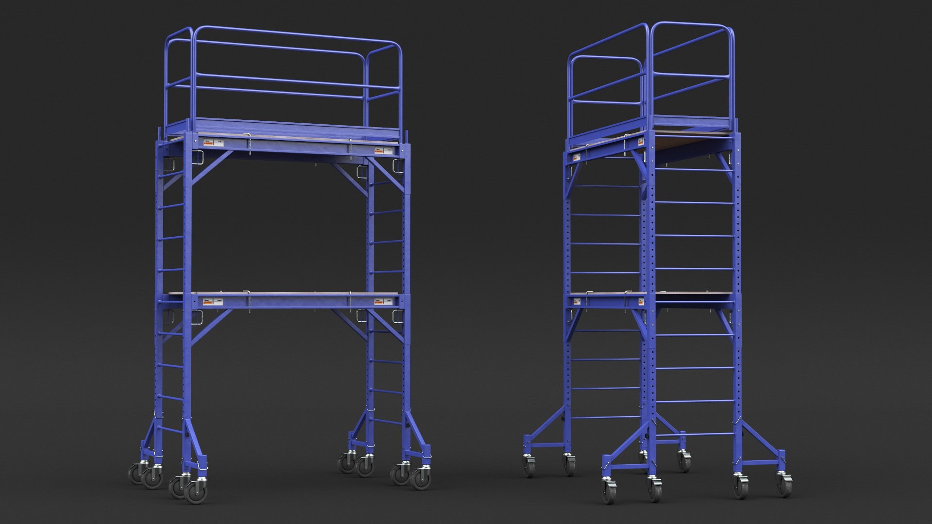 3D Blue 2 Story Rolling Scaffold Tower - TurboSquid 2130646