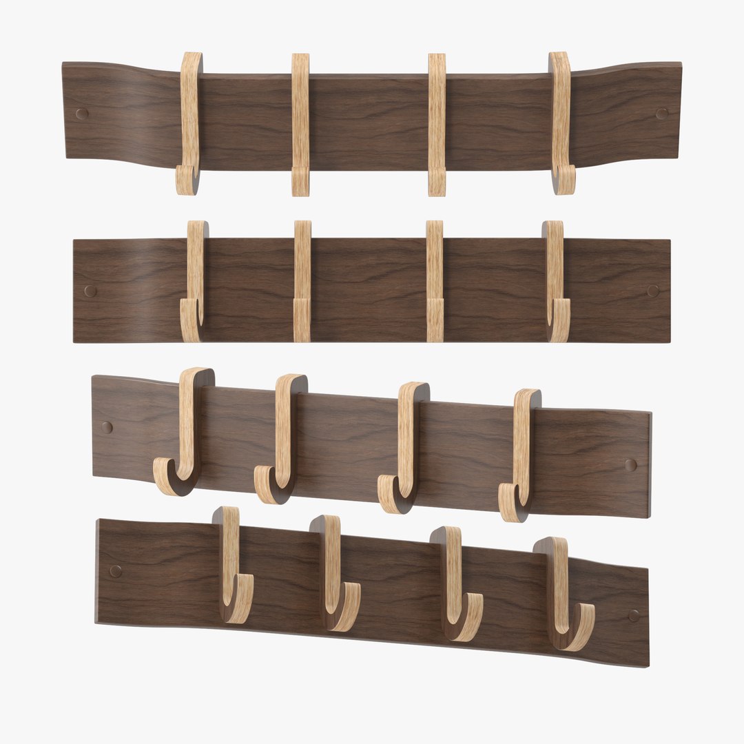 3D Wooden Coat Rack With Sliding Hooks Model - TurboSquid 2285988