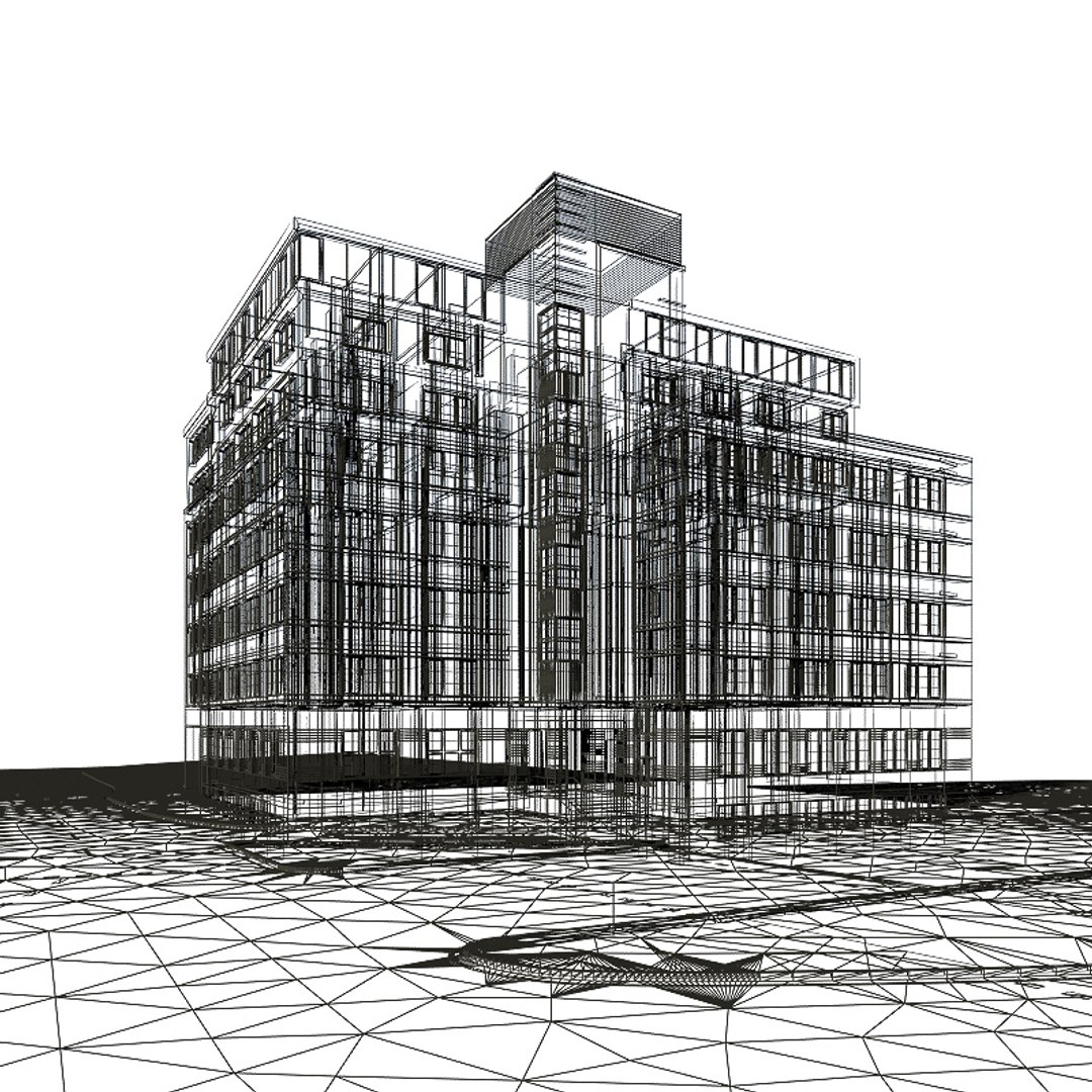 Old Office Building Crossroad 3d Model